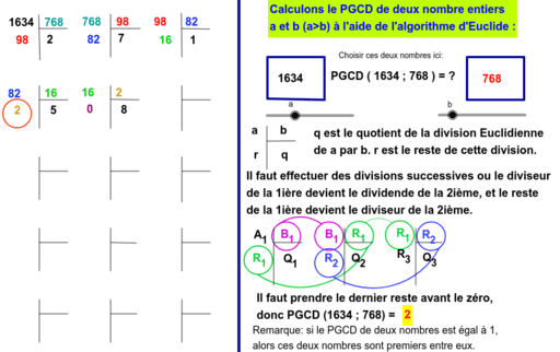 PGCD Algorithme Euclide – GeoGebra