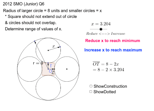 Visual Representation of 2012 SMO Junior Question 6 – GeoGebra