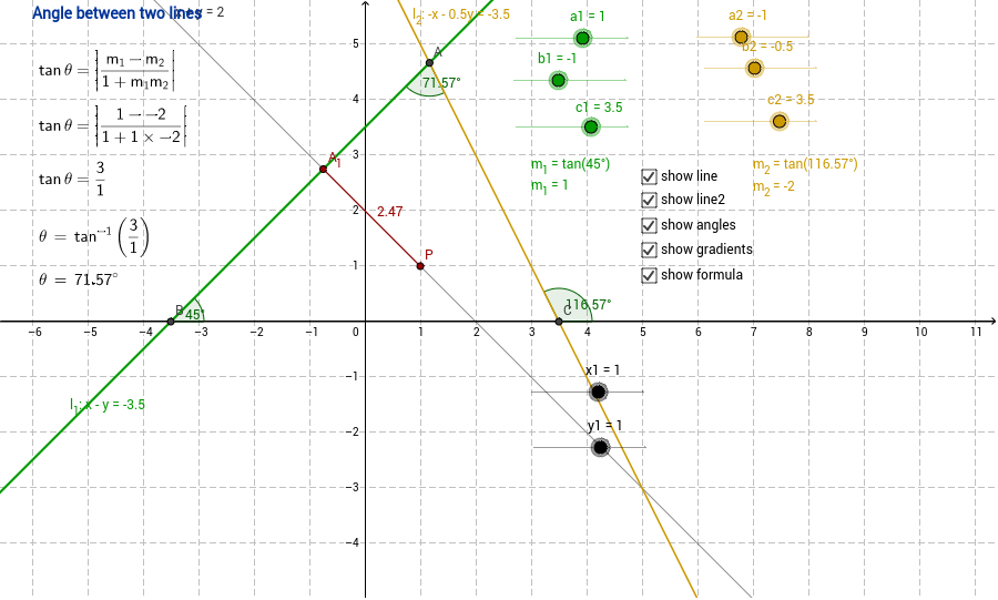 Angle Graph Angle Between Lines – GeoGebra
