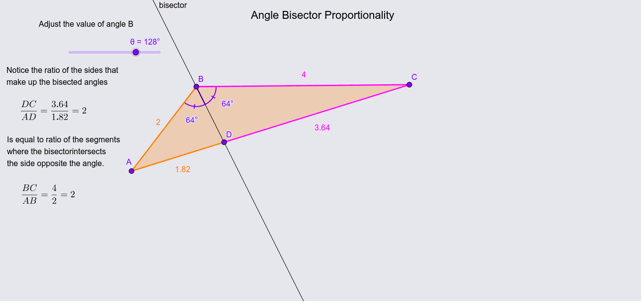 Angle Bisector Proportionality Demo – GeoGebra