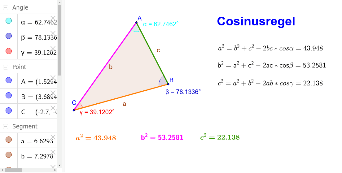 De cosinusregel – GeoGebra