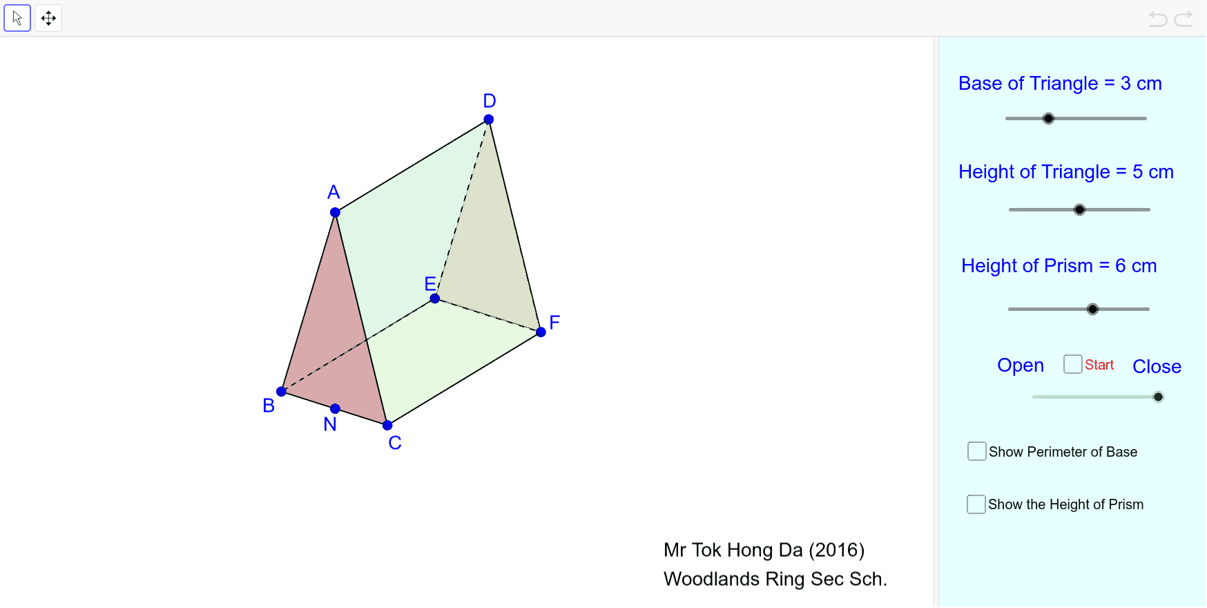 Net And Surface Area Of Triangular Prism GeoGebra