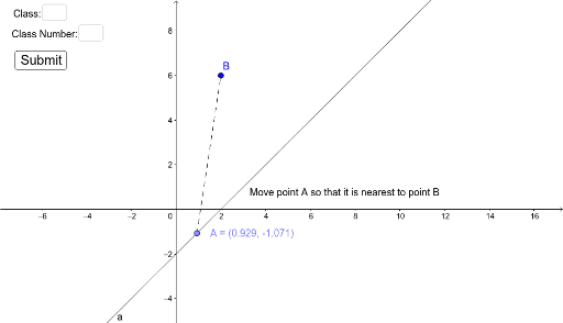 Shortest distance between point and line – GeoGebra