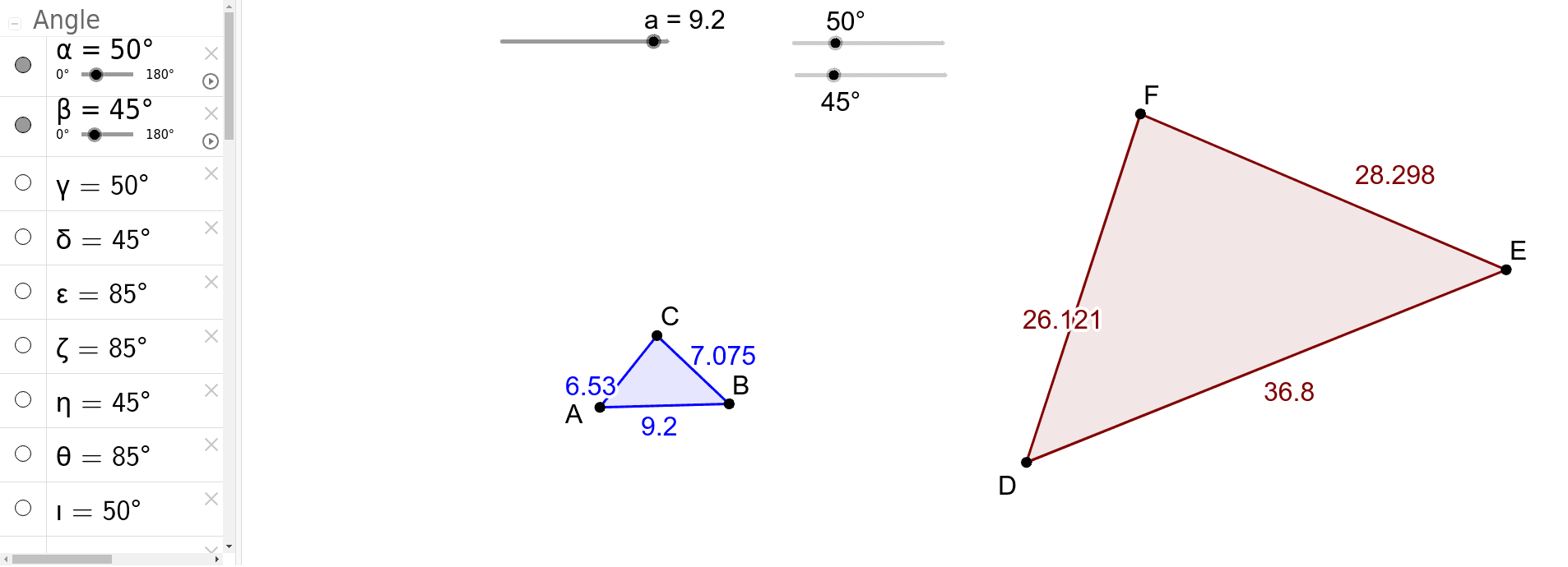 Triangles semblables – GeoGebra