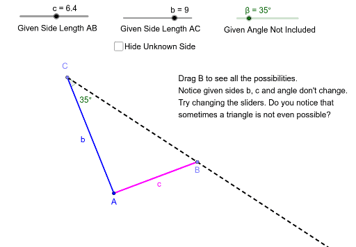 SSA-Triangle Side-Side-Angle Geometry – GeoGebra