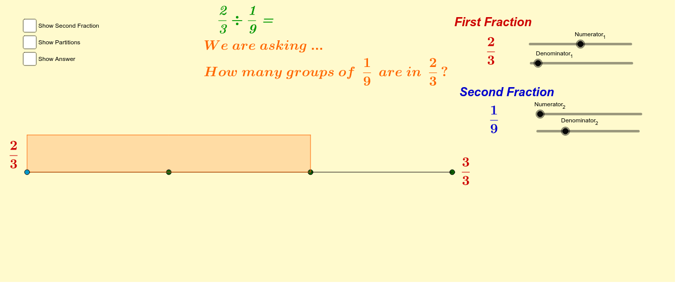 Dividing a Fraction by a Fraction Number Line – GeoGebra