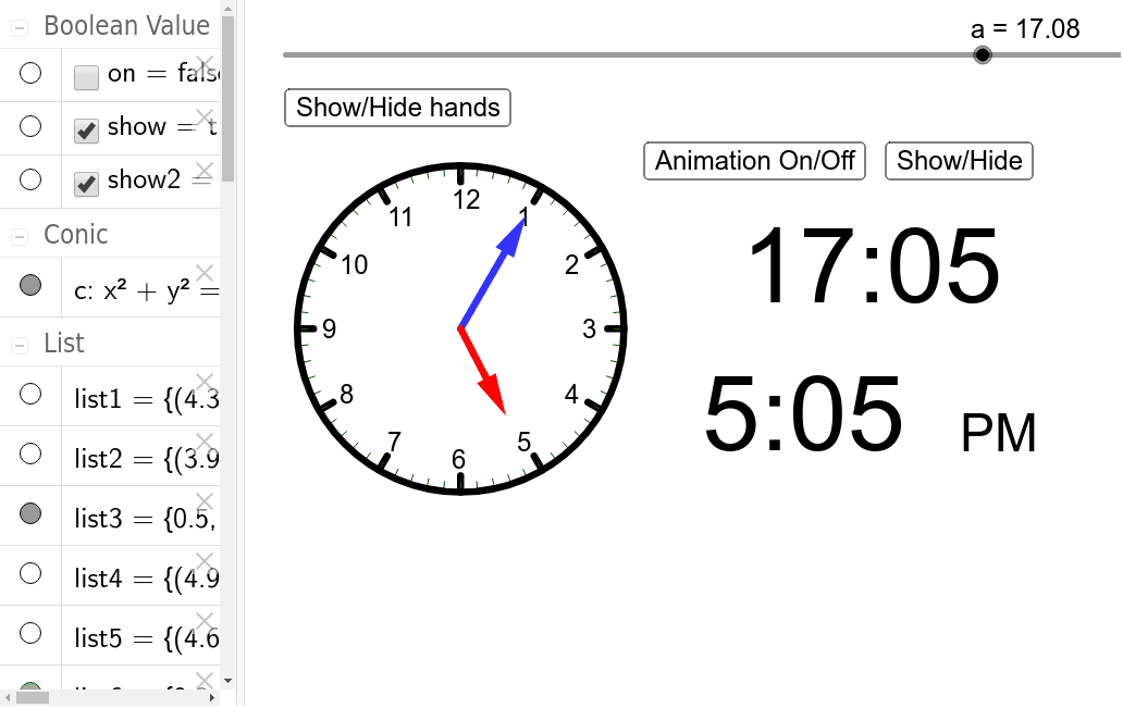 Clock Version 3 Geogebra