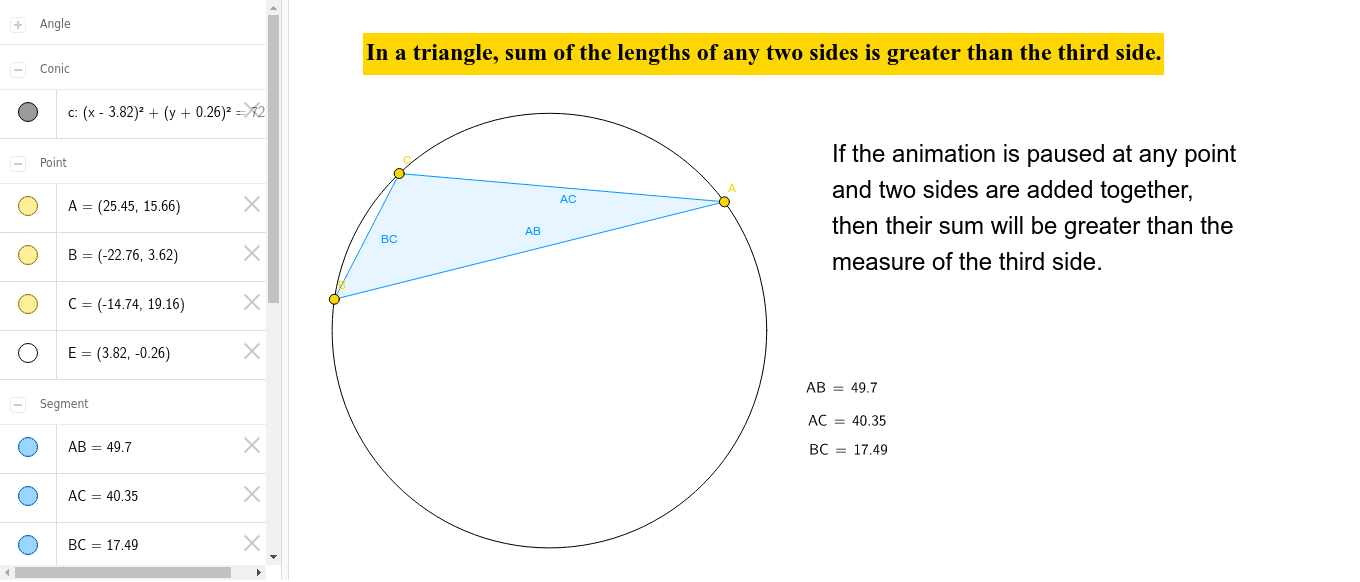 Triangle Length Theorem Geogebra Project – GeoGebra