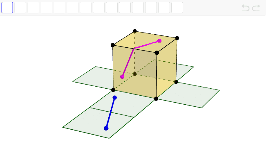 Cube Geometry: Shortest Path Between Points - A Net의 복사본 – GeoGebra