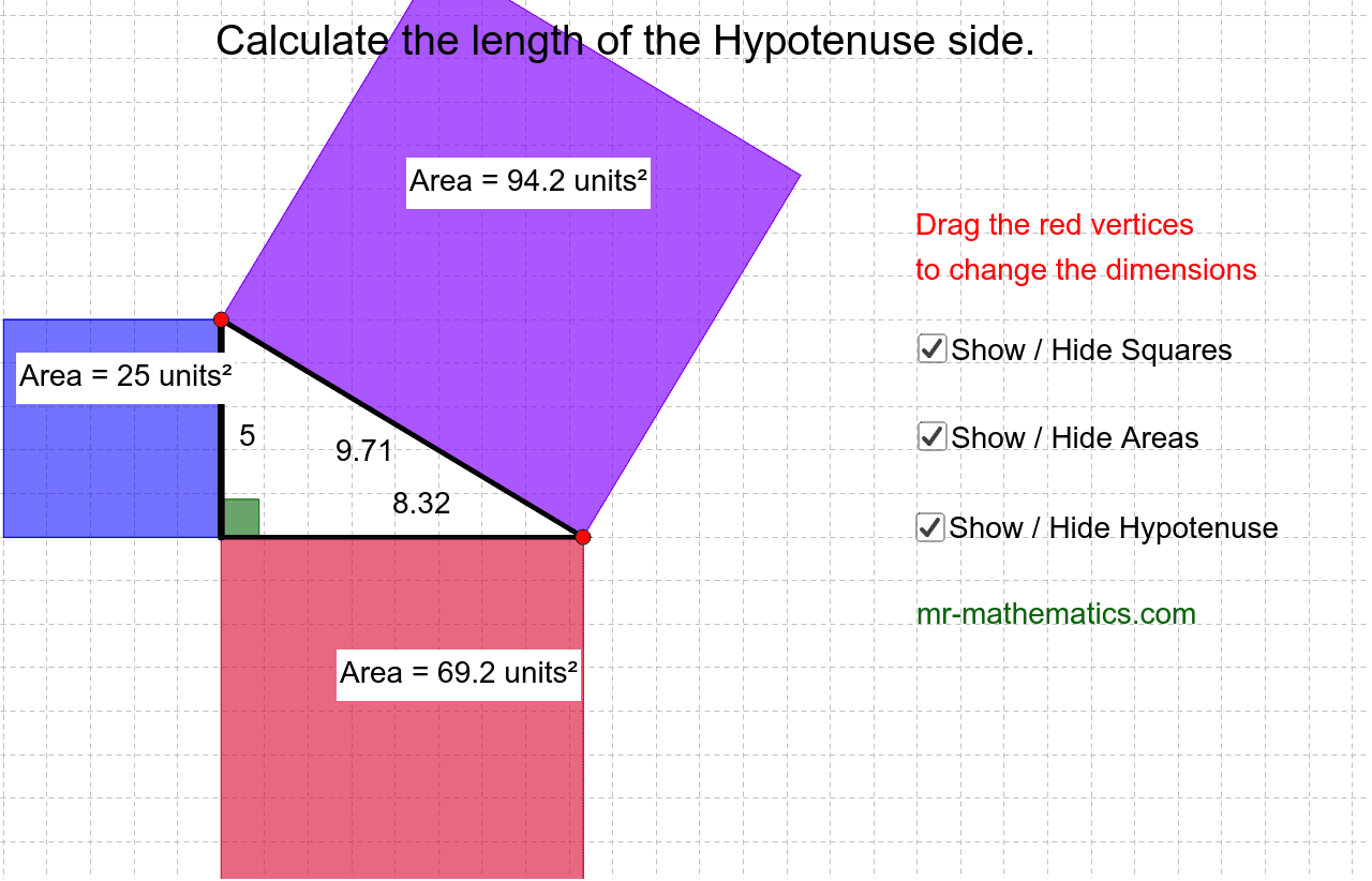 Pythagoras' Theorem - Calculating the Hypotenuse – GeoGebra