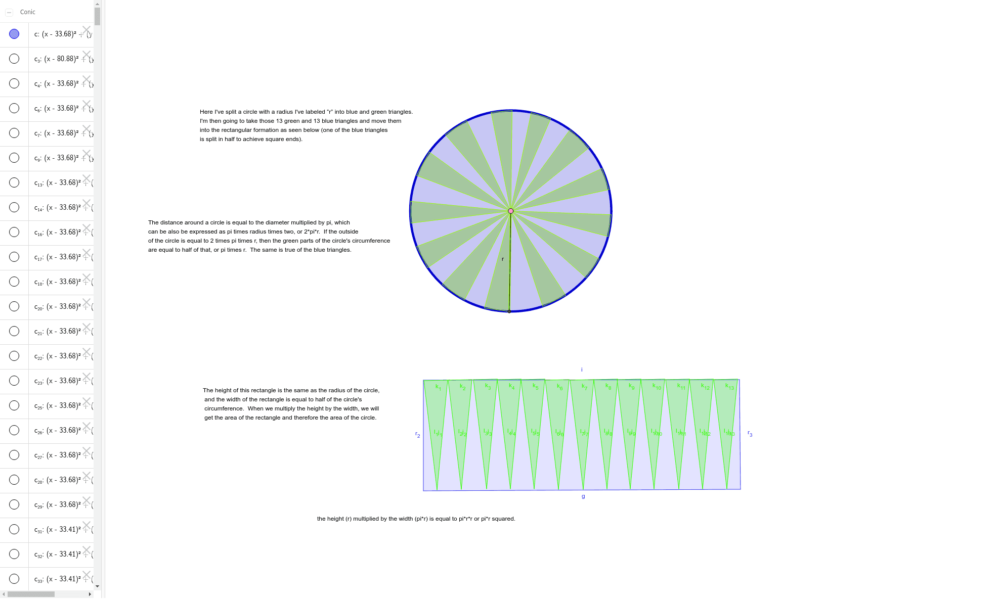 Circle Area Explained – GeoGebra