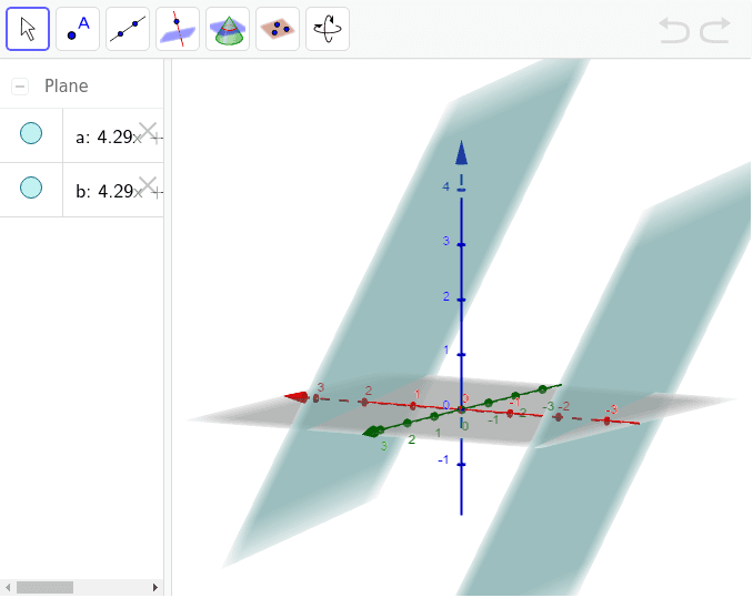 Find the distance between the two planes (without vectors) – GeoGebra