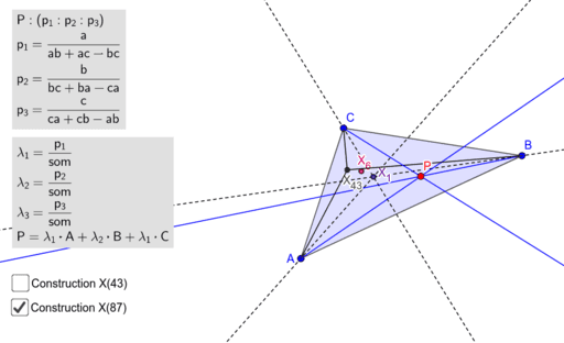 X(87) Isogonal conjugate of X(43) – GeoGebra