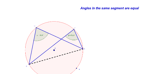 Angles in same segment – GeoGebra