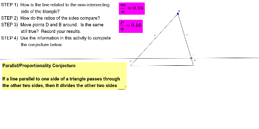 Investigation 1: Parallels and Proportionality – GeoGebra
