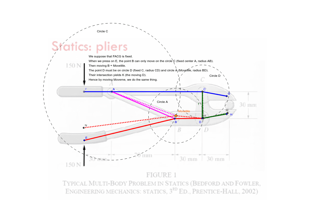 Study on pliers mechanism – GeoGebra