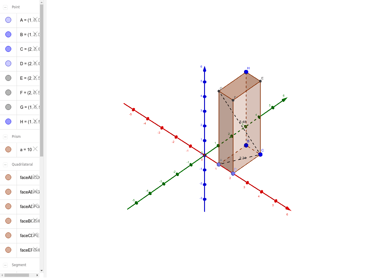 Rectangular Prism Diagonals – GeoGebra