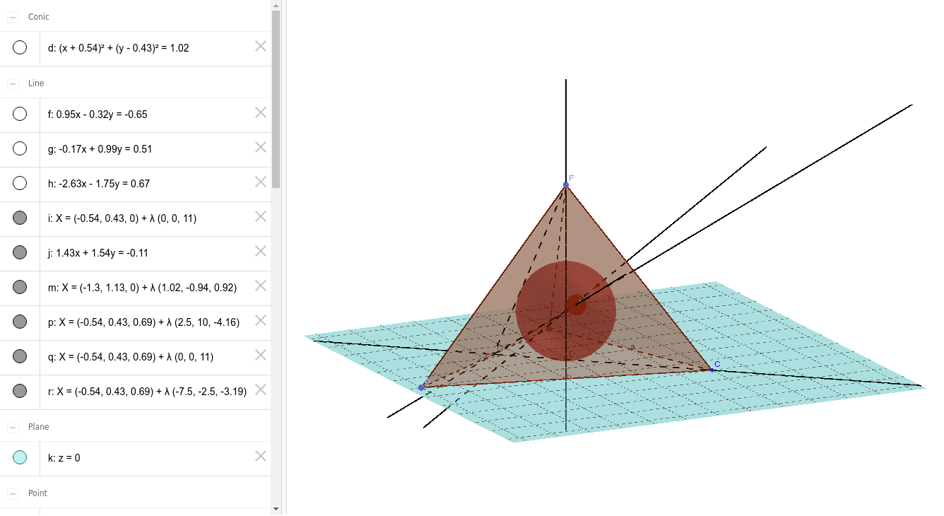 Sfera inscritta in una piramide retta – GeoGebra