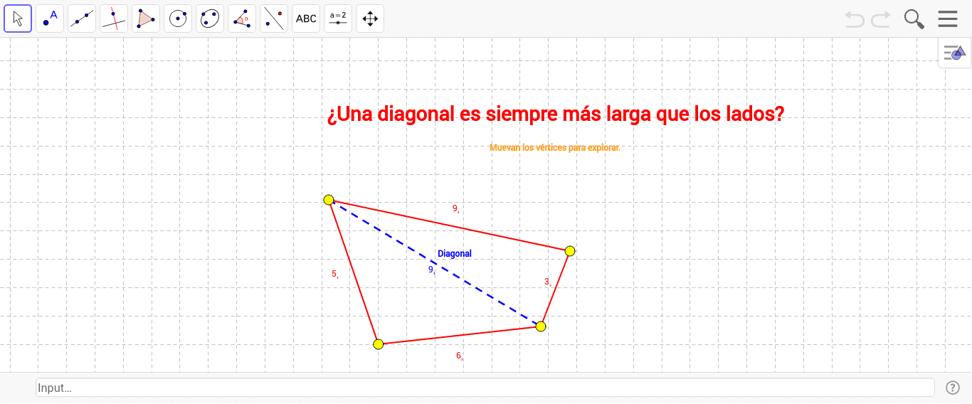 La diagonal y los lados – GeoGebra