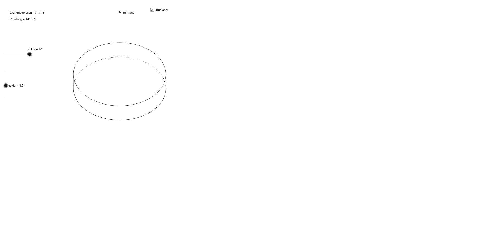 Rumfang og cylinder – GeoGebra