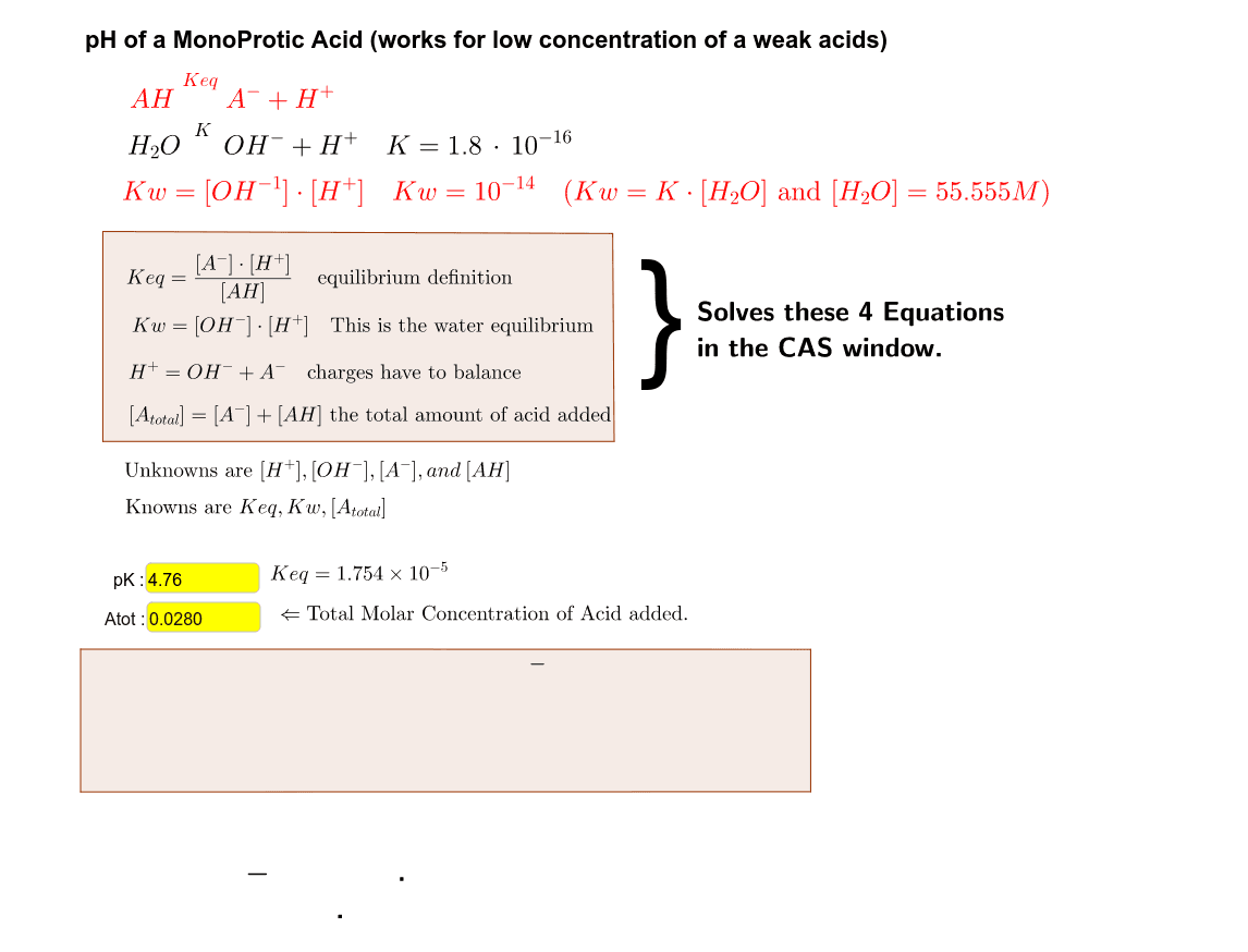 MonoProtic Acid pH – GeoGebra