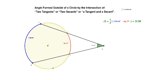 Angle Formed Outside of a Circle – GeoGebra