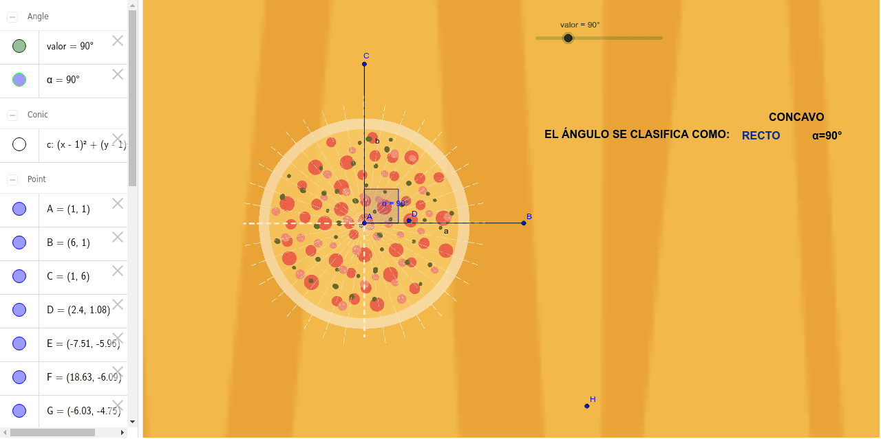 Clasificación de ángulos mediante una Pizza – GeoGebra