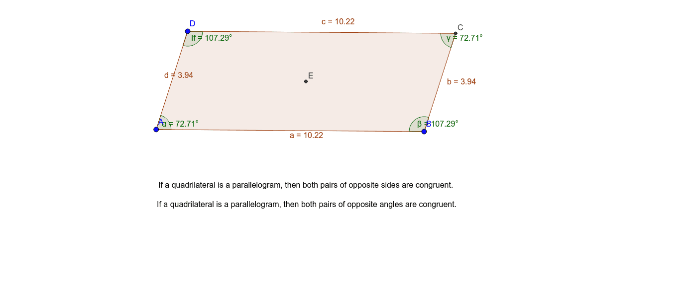 Properties of Parallelograms – GeoGebra