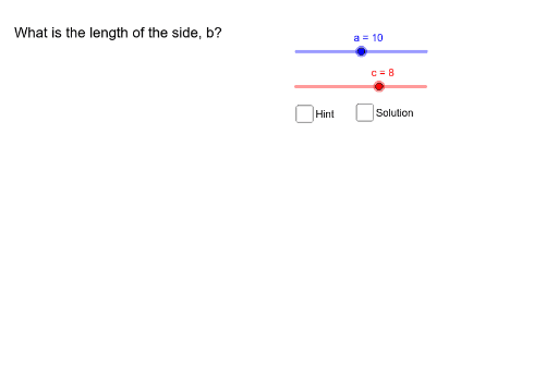 Pythagorean Theorem - finding a missing side. – GeoGebra