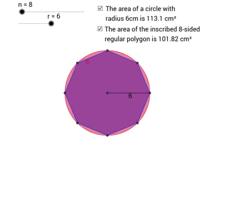 Area of Circle, by inscribed polygons – GeoGebra