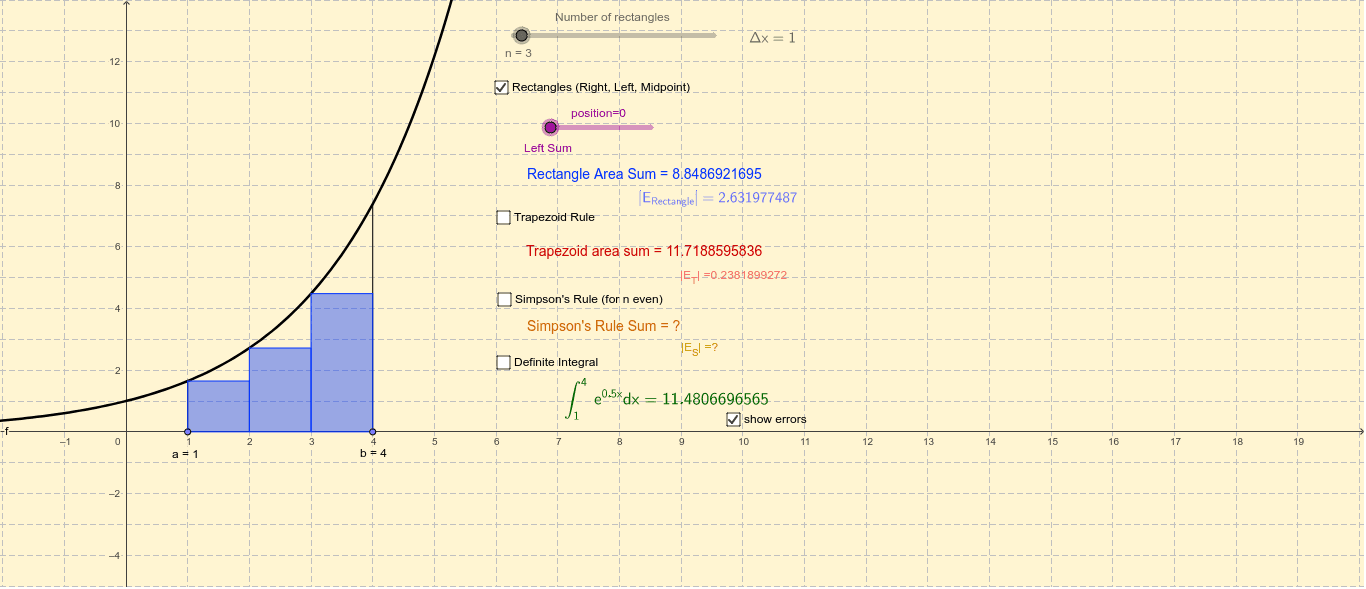 Approximations to Integrals – GeoGebra