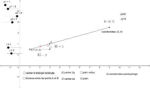point de partage et point milieu – GeoGebra