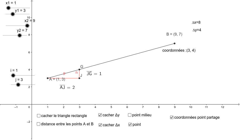point de partage et point milieu – GeoGebra