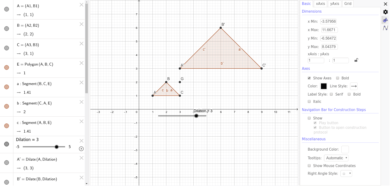 Dilation Test – GeoGebra