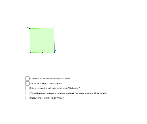 Creating a golden section rectangle – GeoGebra