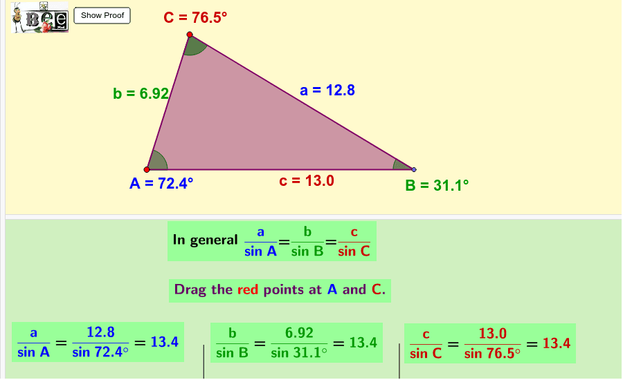 Sine Rule (with proof) – GeoGebra