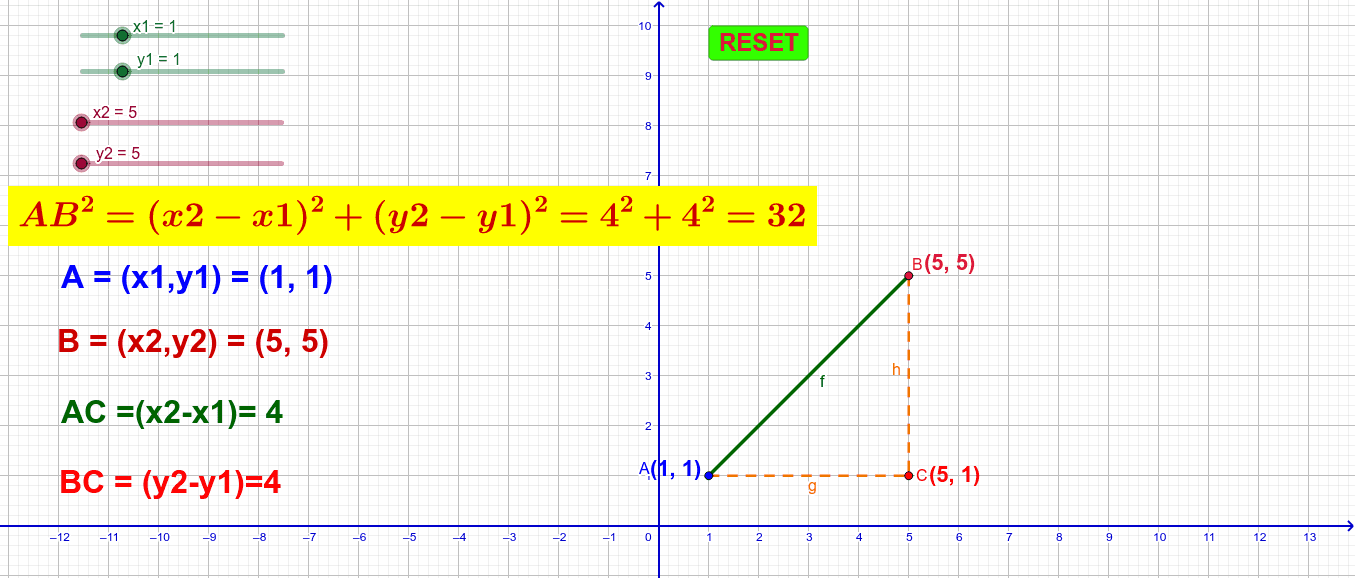 Co-Ordinate Geometry: Distance formula – GeoGebra