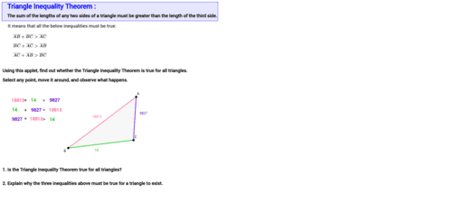 Triangle Inequality Theorem Applet 1 – GeoGebra