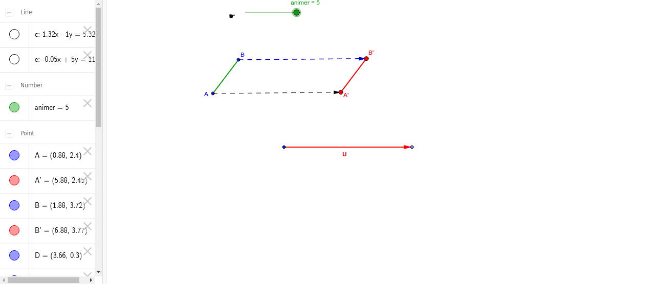 image d'un segment par une translation – GeoGebra