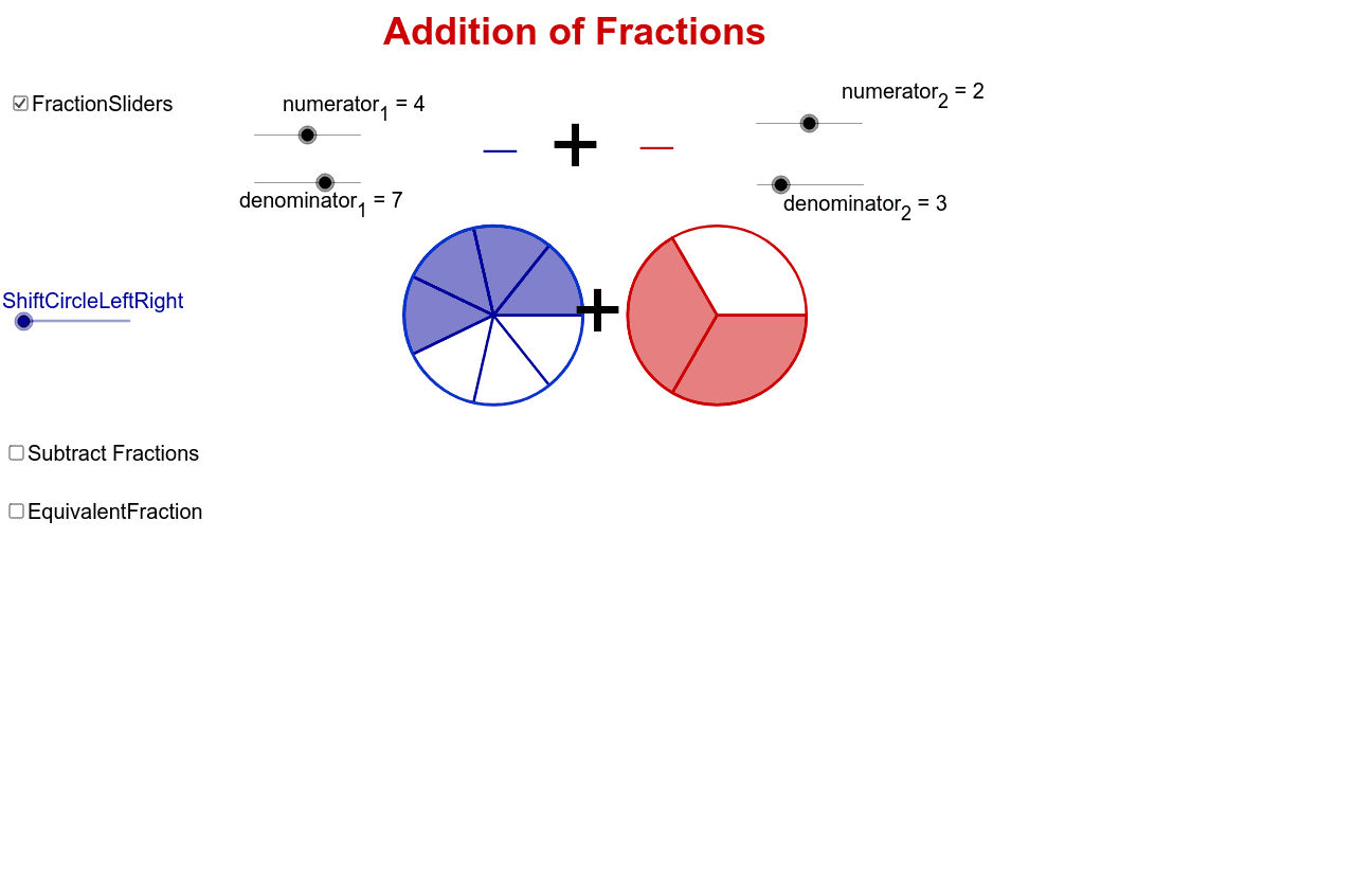 Add and subtract fractions – GeoGebra