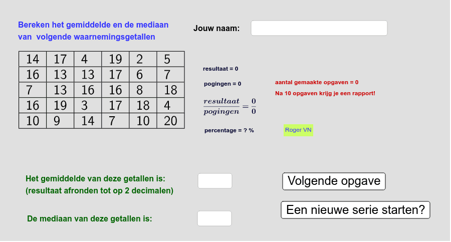Gemiddelde en mediaan berekenen van gegeven getallen. – GeoGebra