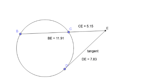 Tangent intersecting extended chord – GeoGebra