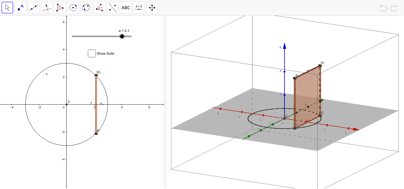 Circle of radius 3 with square cross-sections – GeoGebra