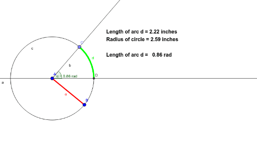 Radians versus inches – GeoGebra