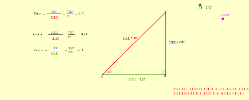 न्यून कोणों के त्रिकोणमितीय अनुपात - Trigonometric ratios of Acute Angle – GeoGebra