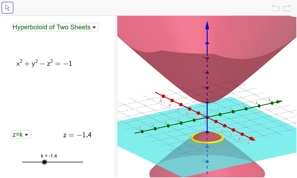 Cross Sections of Quadratic Surfaces – GeoGebra