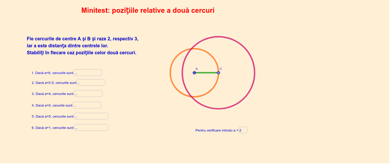 Pozitiile relative a doua cercuri – GeoGebra
