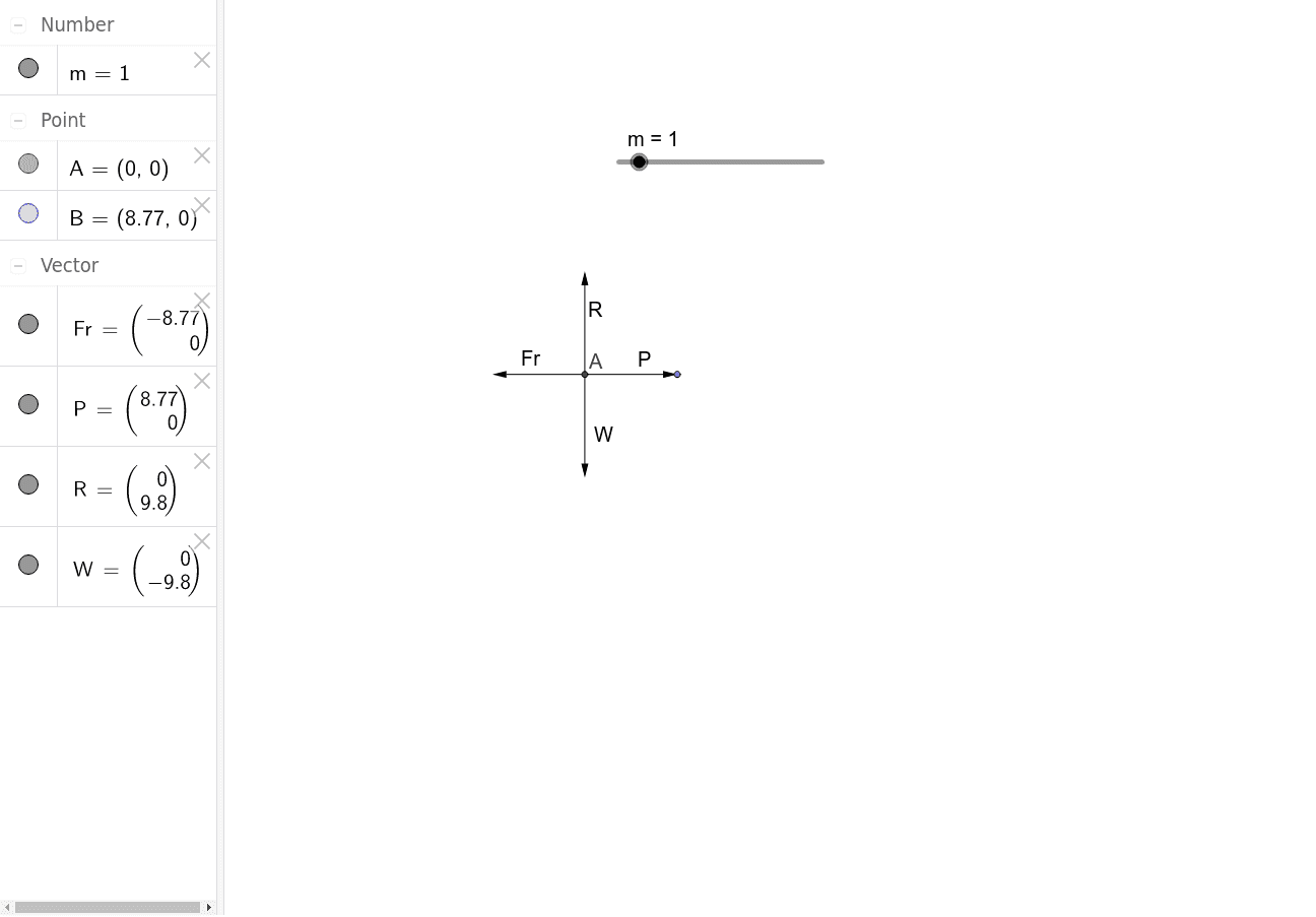 Basic force diagram – GeoGebra