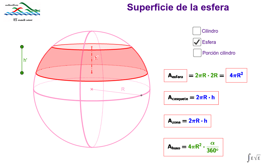 Superficie de la esfera – GeoGebra