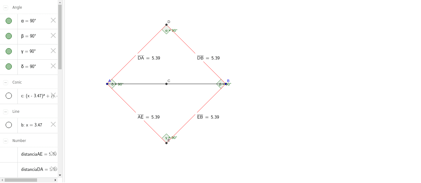 CUADRADO DADO SU DIAGONAL – GeoGebra